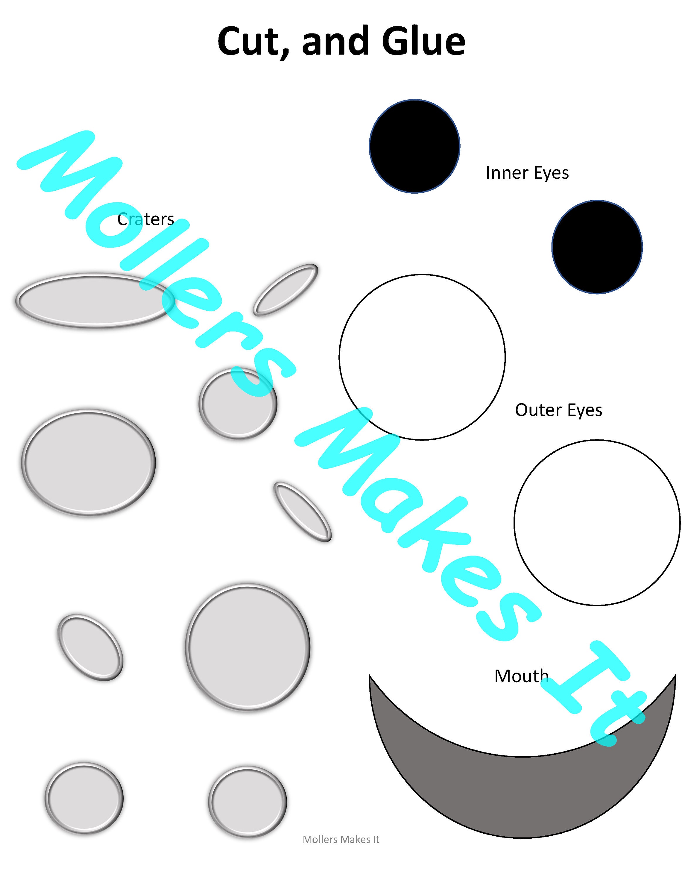 Moon Craft Template Paper Pattern for Kids, Preschool, Kindergarten ...