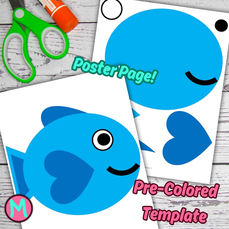 Fish Craft Template: Preschool Cut and Glue Activity (PDF) - Etsy