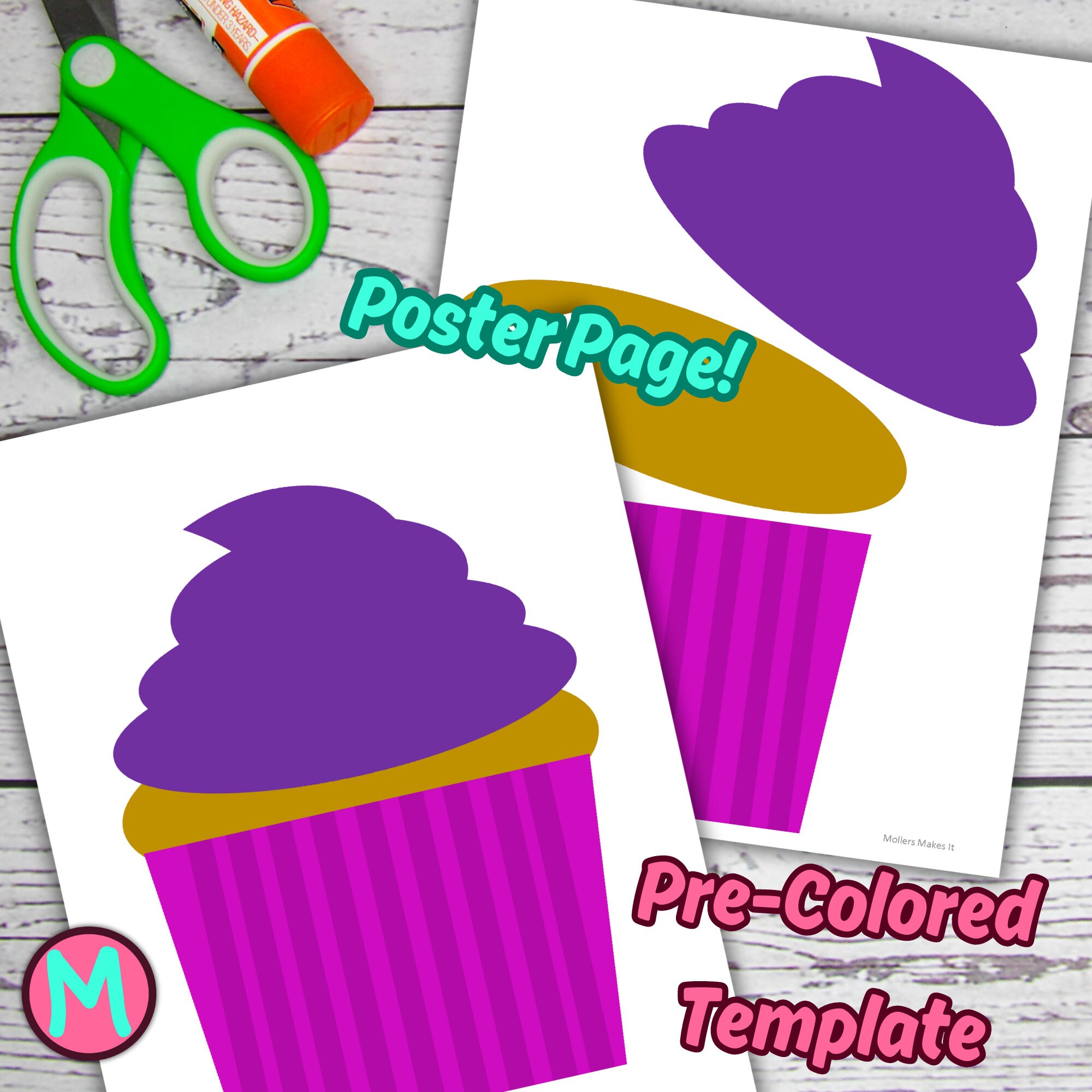 Carefree Cupcake Paper Craft Template for Kids (PDF) - Etsy