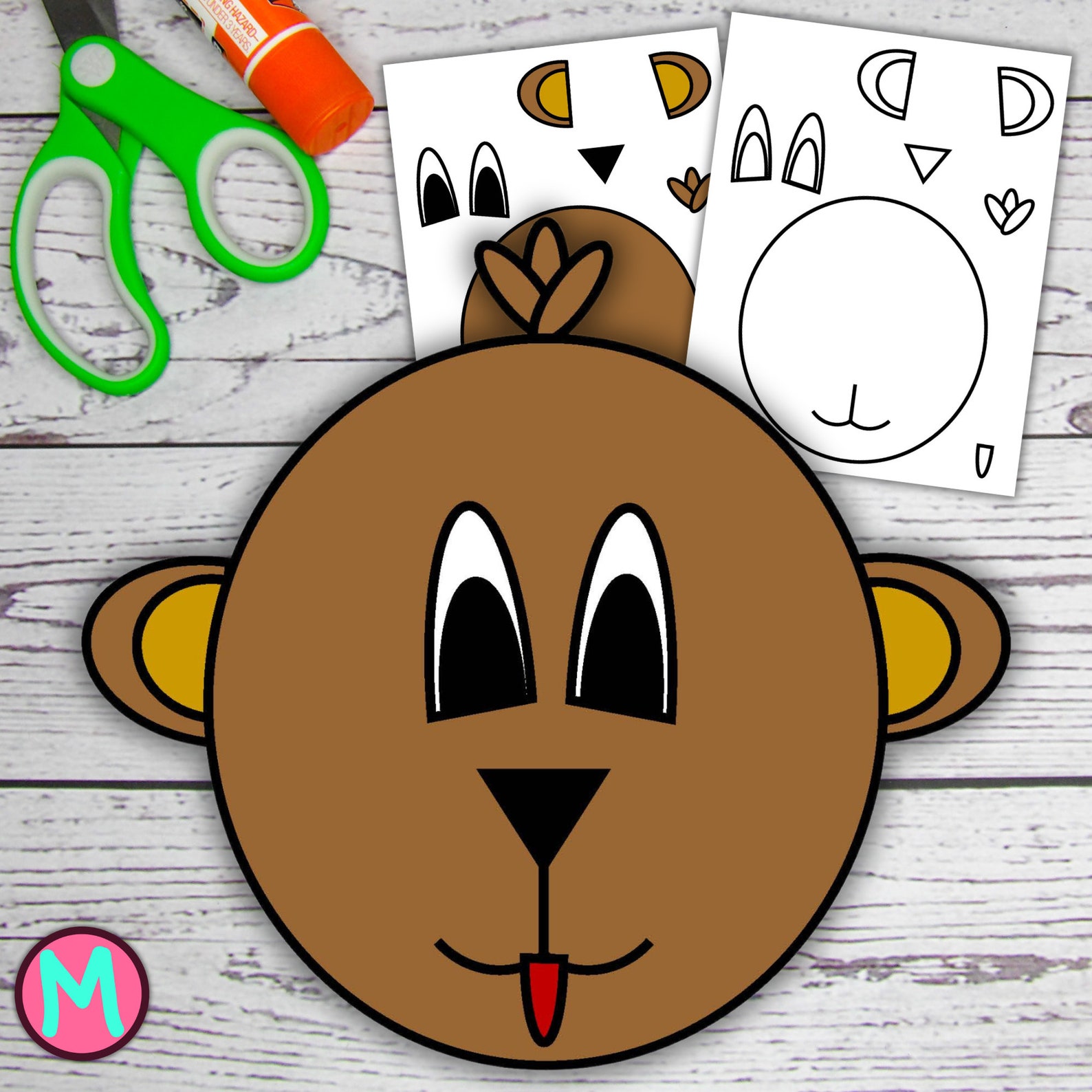 Monkey Craft Template for Toddlers, Simple Cut and Glue Craft for ...
