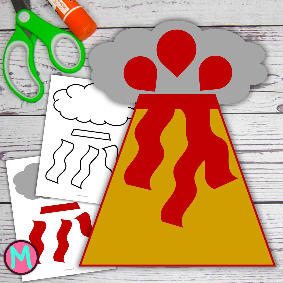 Volcano Craft Template for Kids, Simple Toddler Craft, Preschool ...