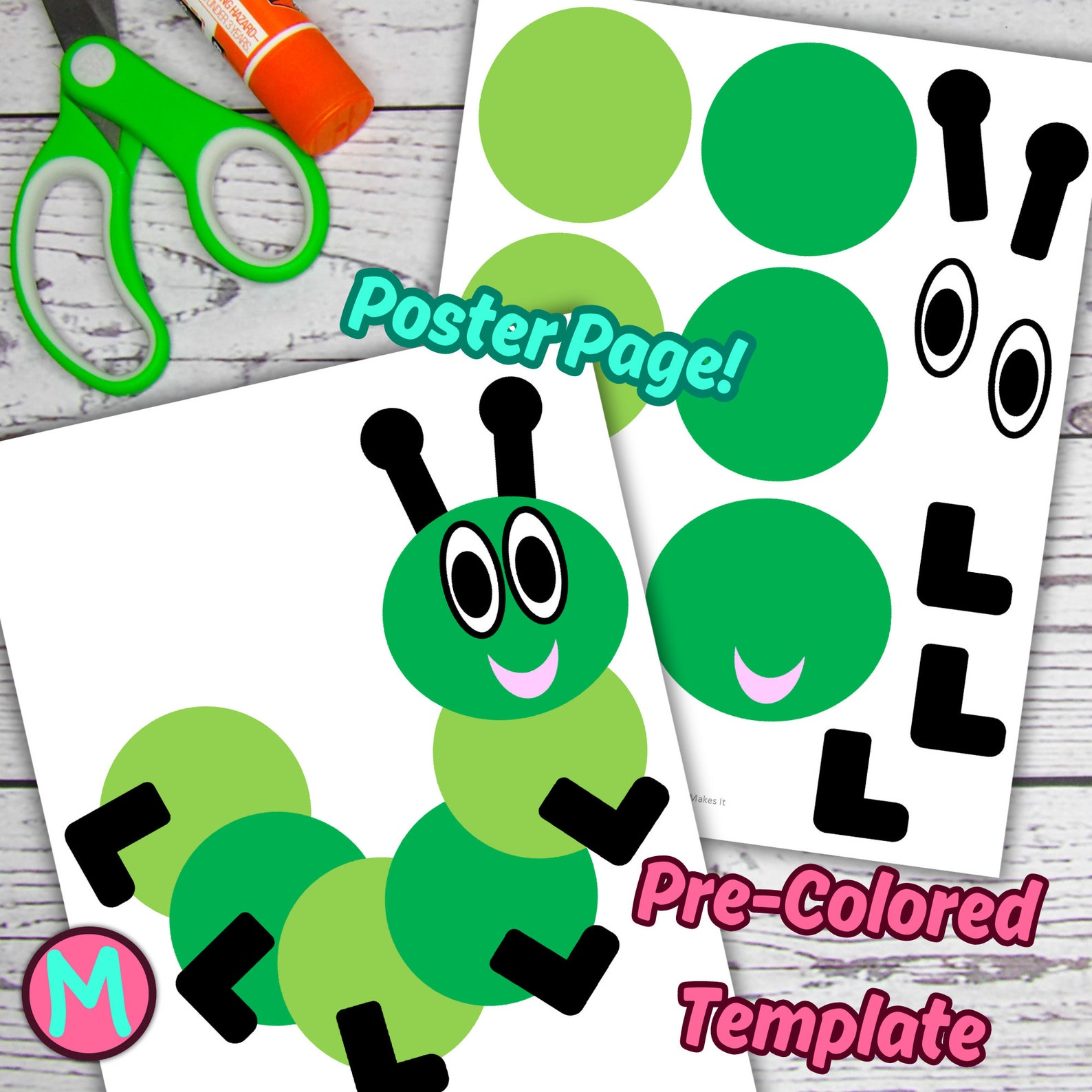Caterpillar Craft Template: Cut and Glue Activity (PDF) - Etsy