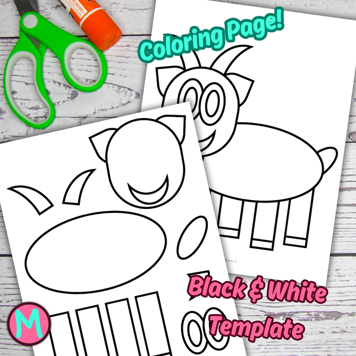 Goat Craft Template, Cut and Paste Craft for Kids, Preschool Activity ...