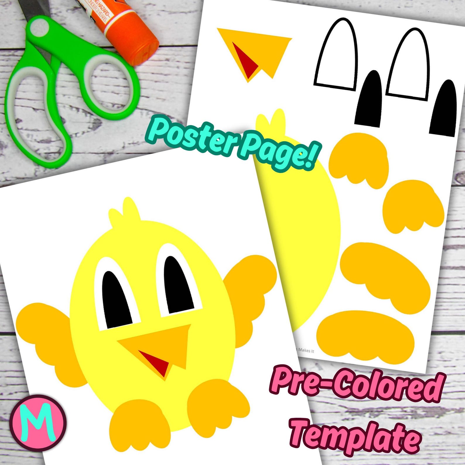 Chick Craft Template for Kids, Kids Paper Crafts, Printable Pattern ...