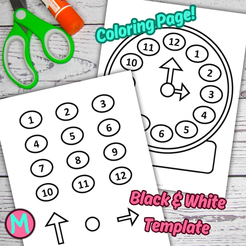 Blue Clock Craft Template, Printable Cut and Glue Paper Craft for Kids ...