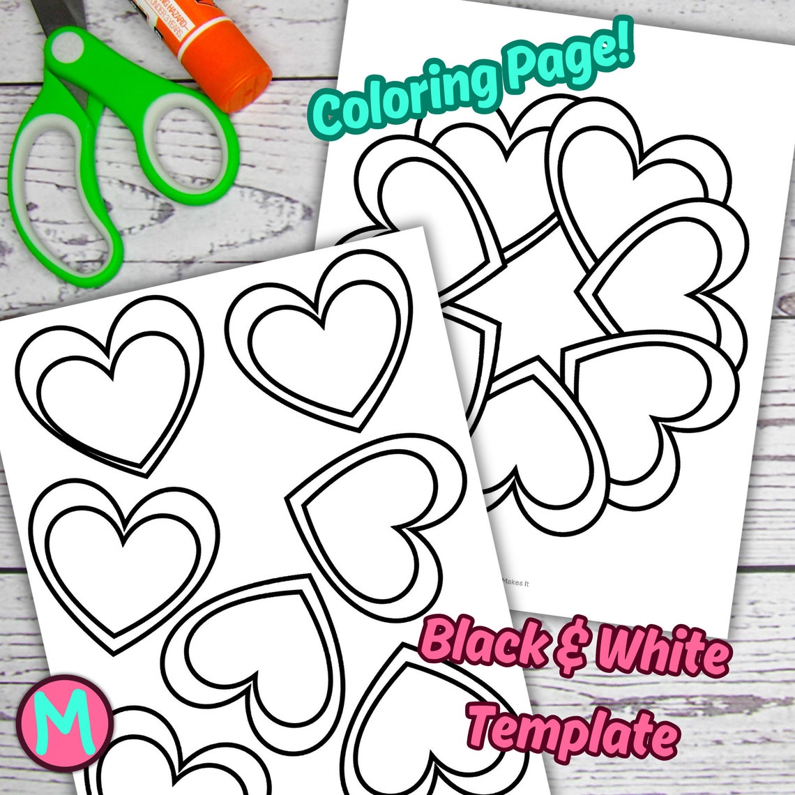 Valentine Wreath Craft Template: Cut & Glue Paper Craft (PDF) - Etsy
