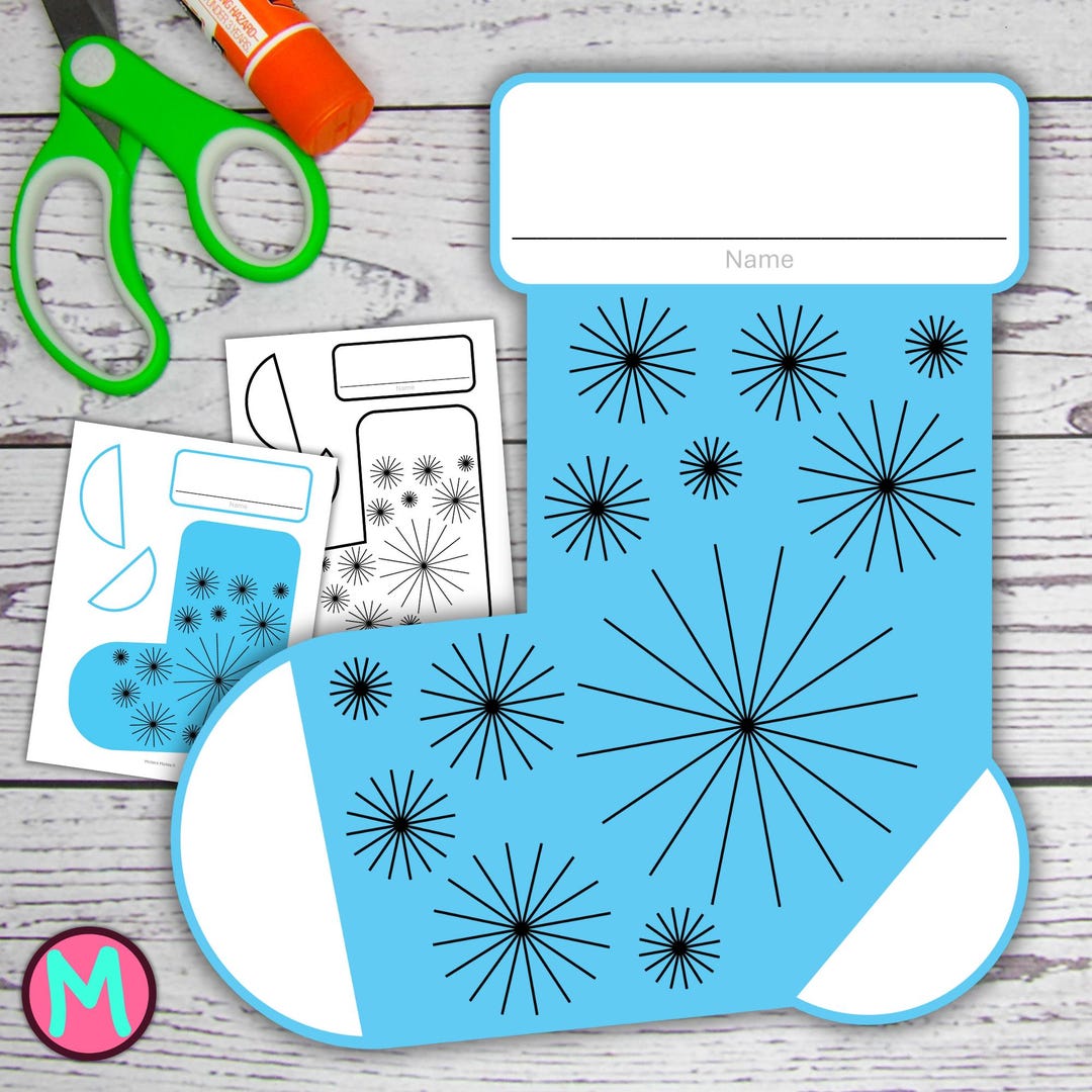 Winter Stocking Craft Template: Kids' Cut & Glue Activity (PDF Download ...