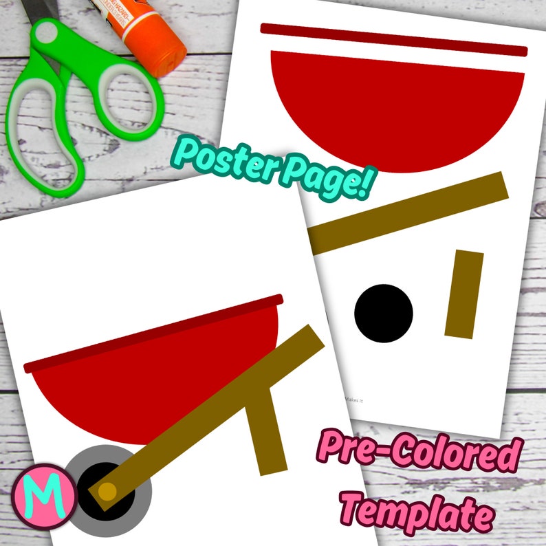 Wheelbarrow Craft Template: Cut and Glue Garden Activity (PDF) - Etsy