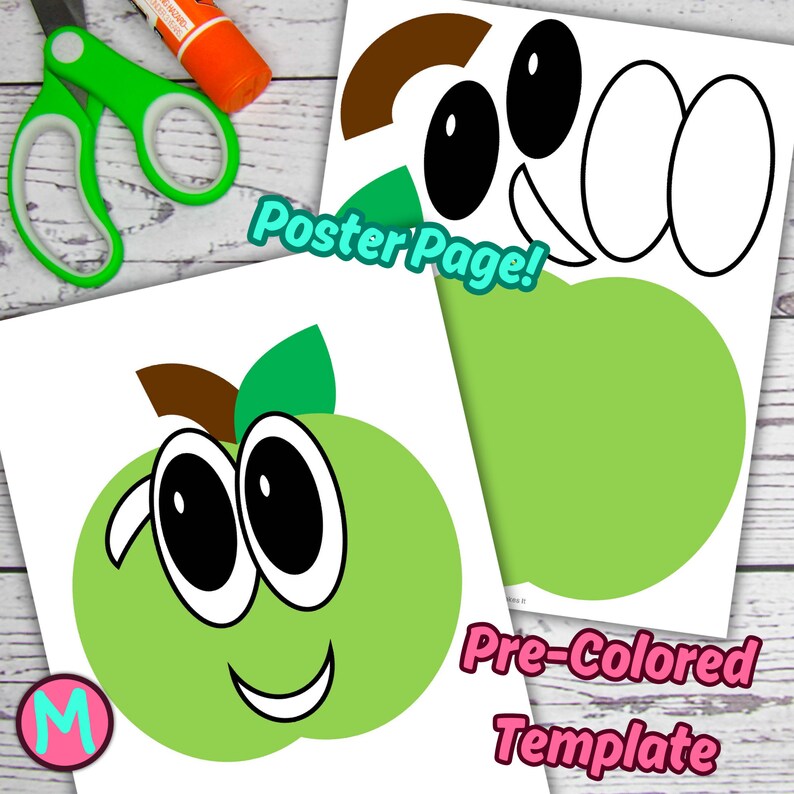 Apple Craft Template for Kids, Simple Preschool Cut and Glue Craft, Fun ...