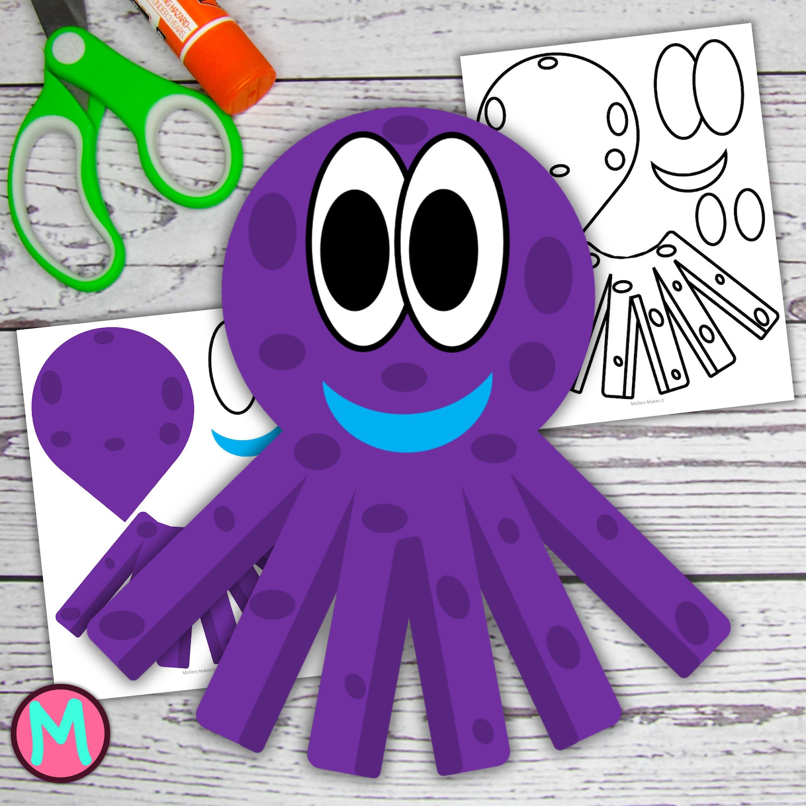 Octopus Craft Template for Kids in Preschool, Kindergarten, Elementary ...