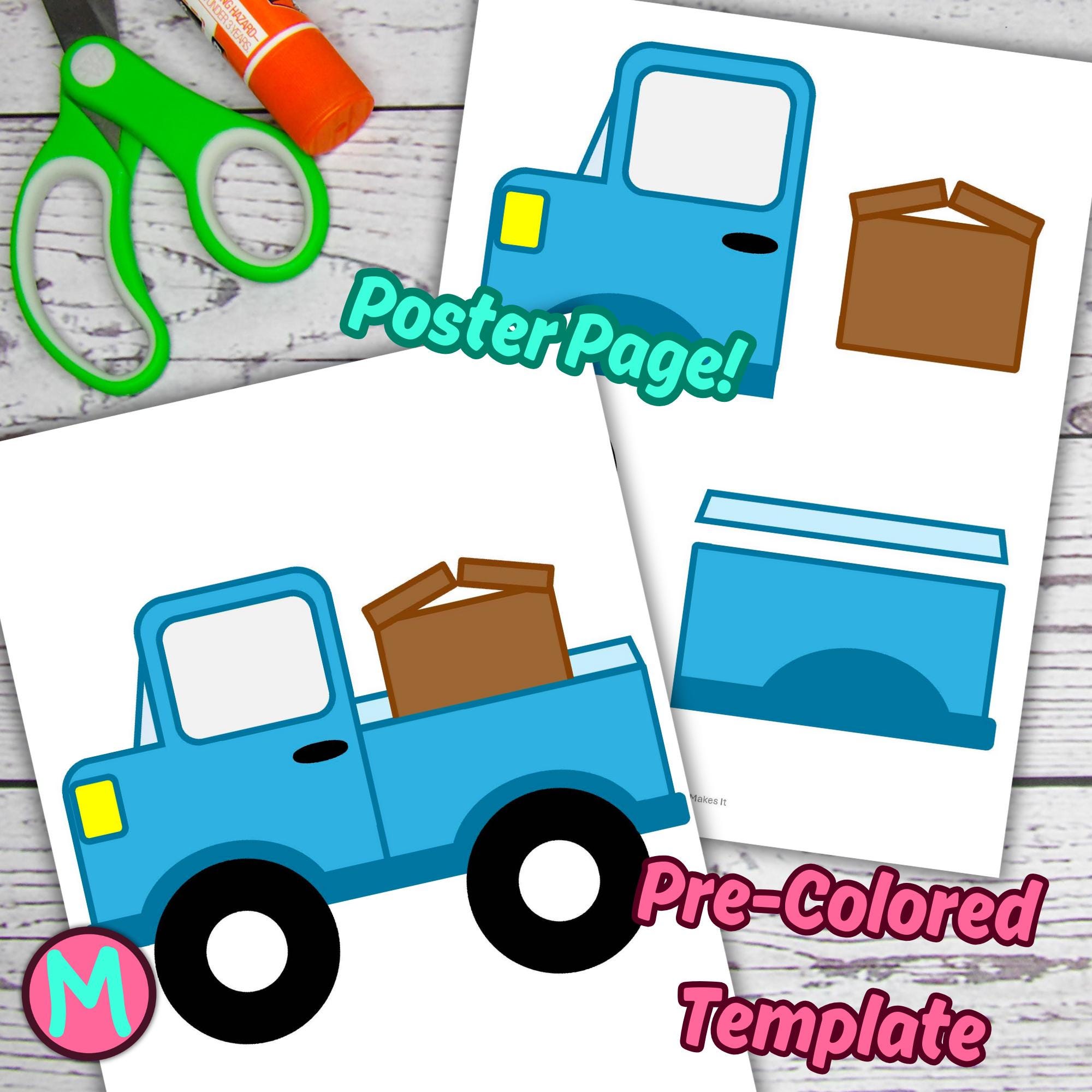 Blue Truck Craft Template: Printable Kids Cut & Glue Activity (PDF ...