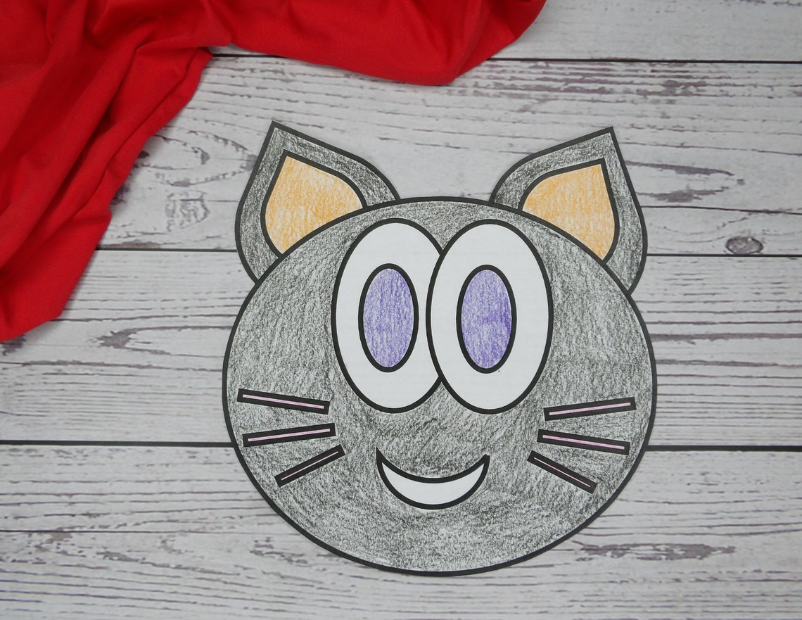 Cat Face Craft Template, Halloween Cut and Glue Paper Craft for Kids ...