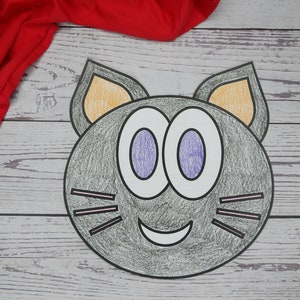 Cat Face Craft Template, Halloween Cut and Glue Paper Craft for Kids ...