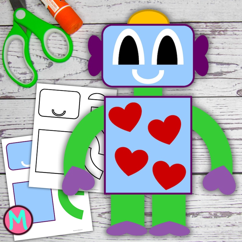 Valentine Robot Craft Template, DIY Robot Craft, Simple Toddler Craft ...