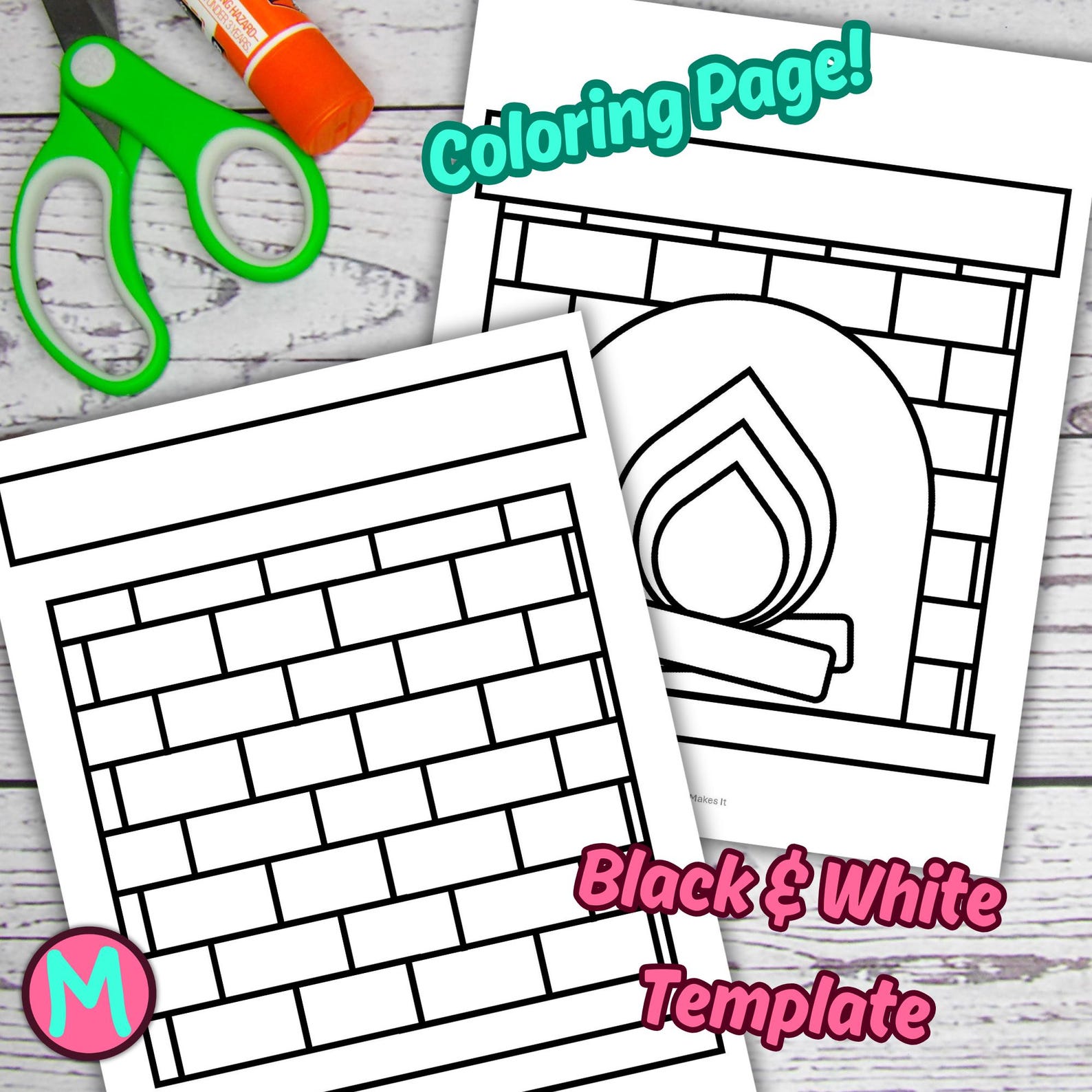 Fireplace Craft Template: Winter Cut & Glue Activity (PDF Pattern) - Etsy