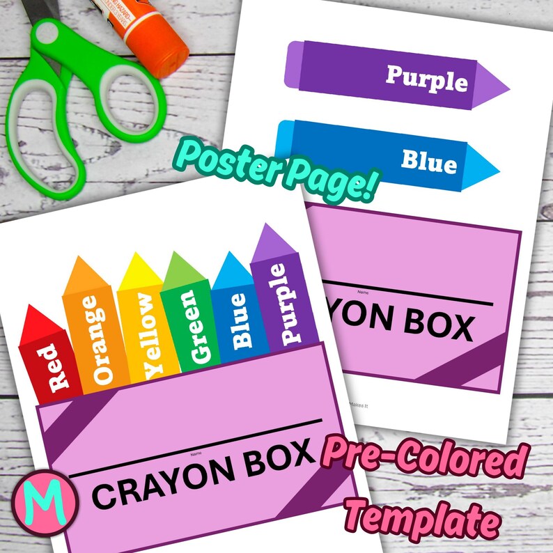Pink Crayon Box Craft Template - Etsy