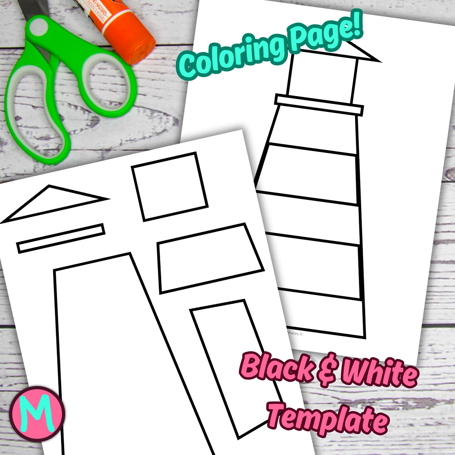 Lighthouse Paper Craft Template: Cut & Glue Activity (PDF Download) - Etsy