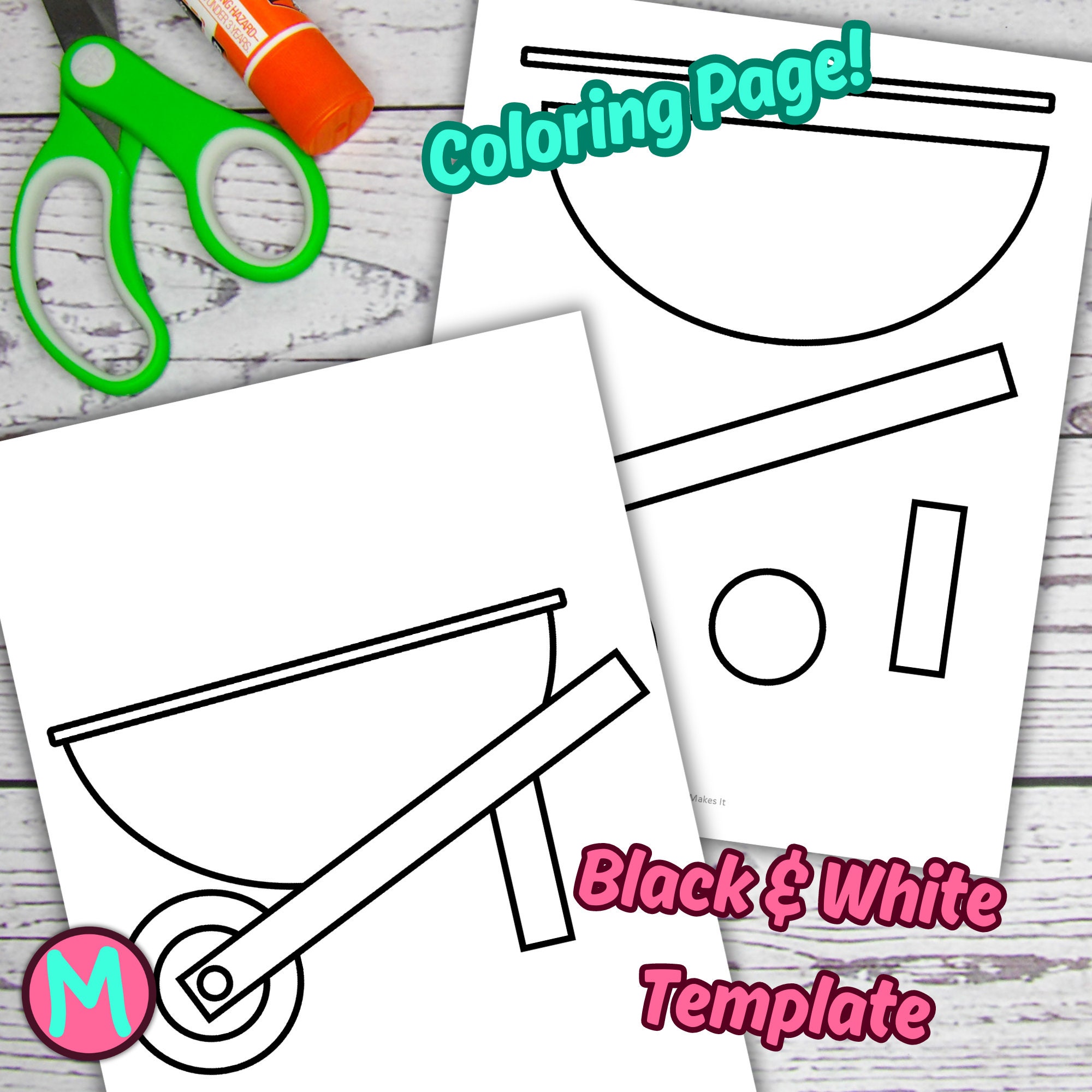 Wheelbarrow Craft Template: Cut and Glue Garden Activity (PDF) - Etsy