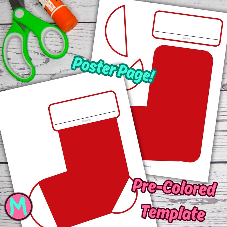 Red Stocking Craft Template: Christmas Cut & Glue Activity (PDF ...