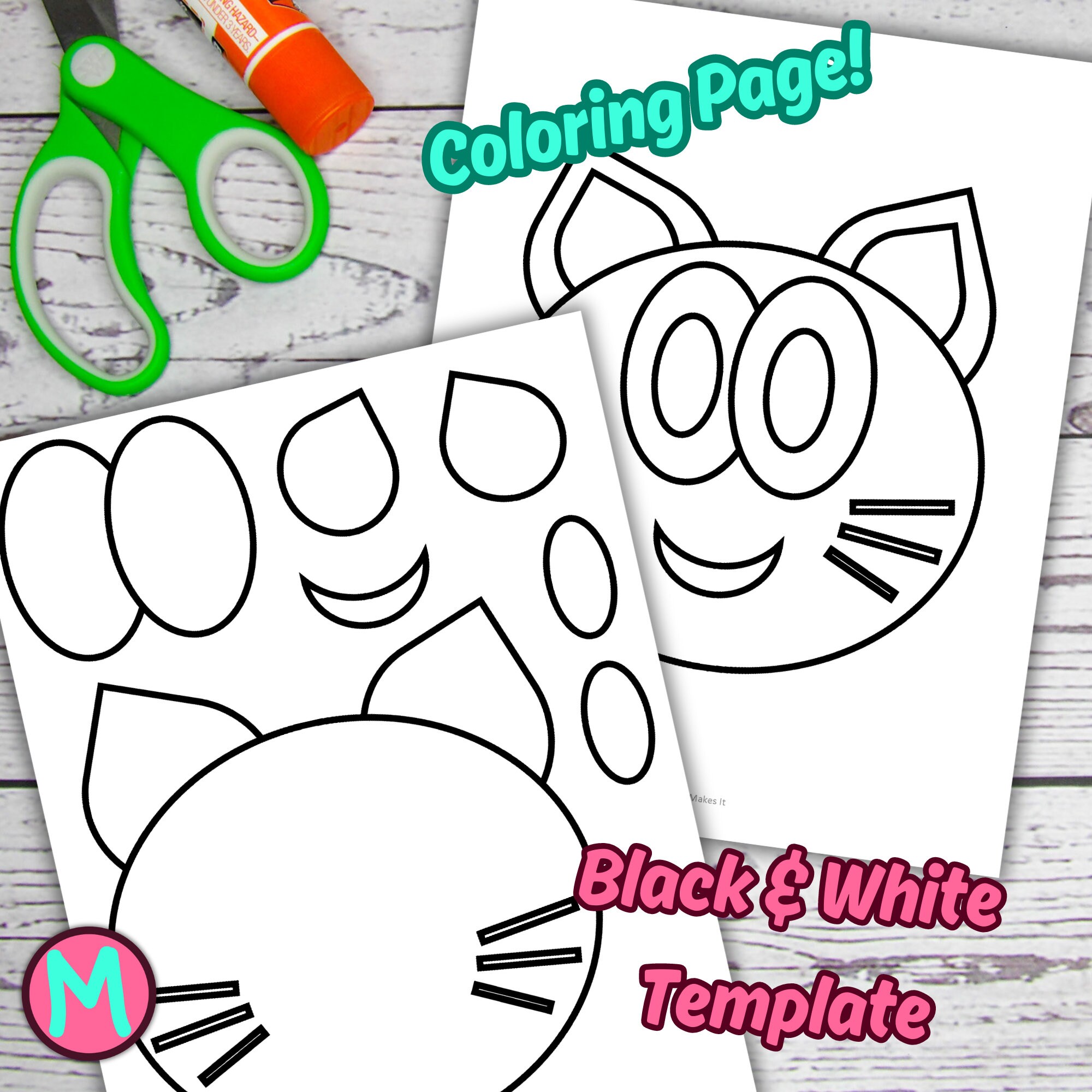 Cat Face Craft Template, Halloween Cut and Glue Paper Craft for Kids ...
