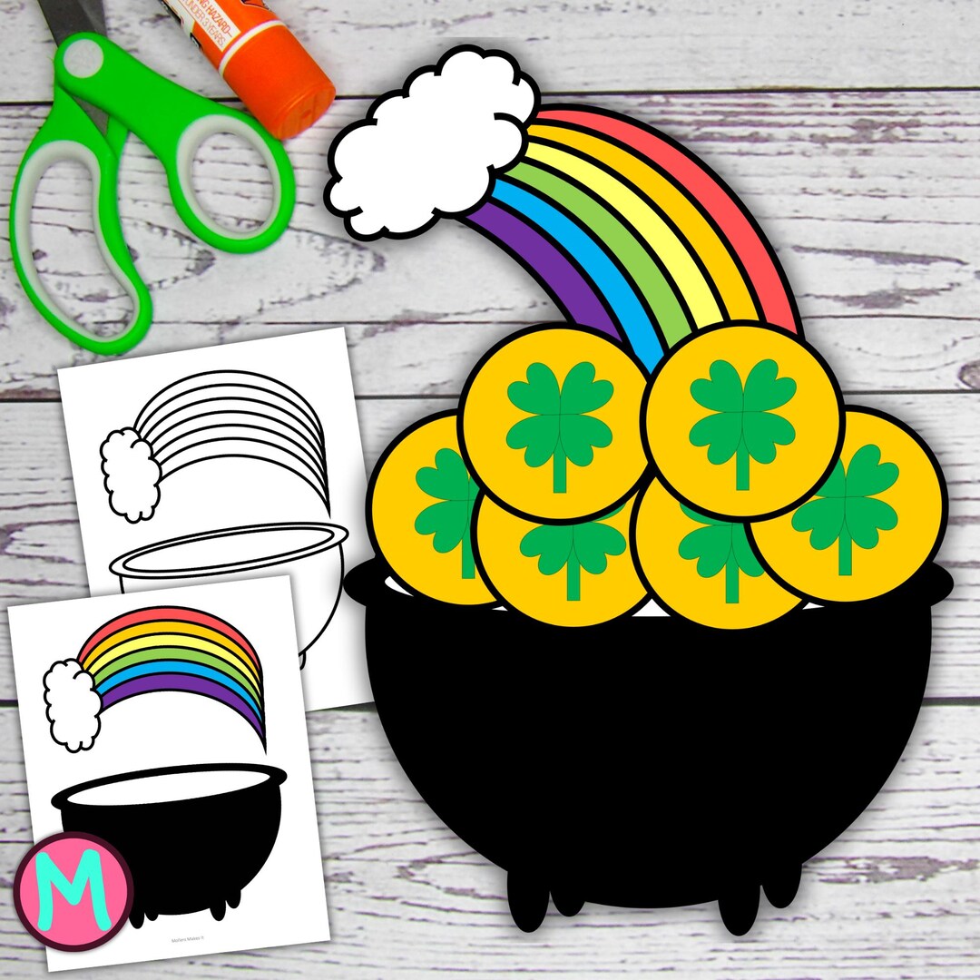 Pot of Gold Craft Template: St Patricks Day Activity (PDF) - Etsy