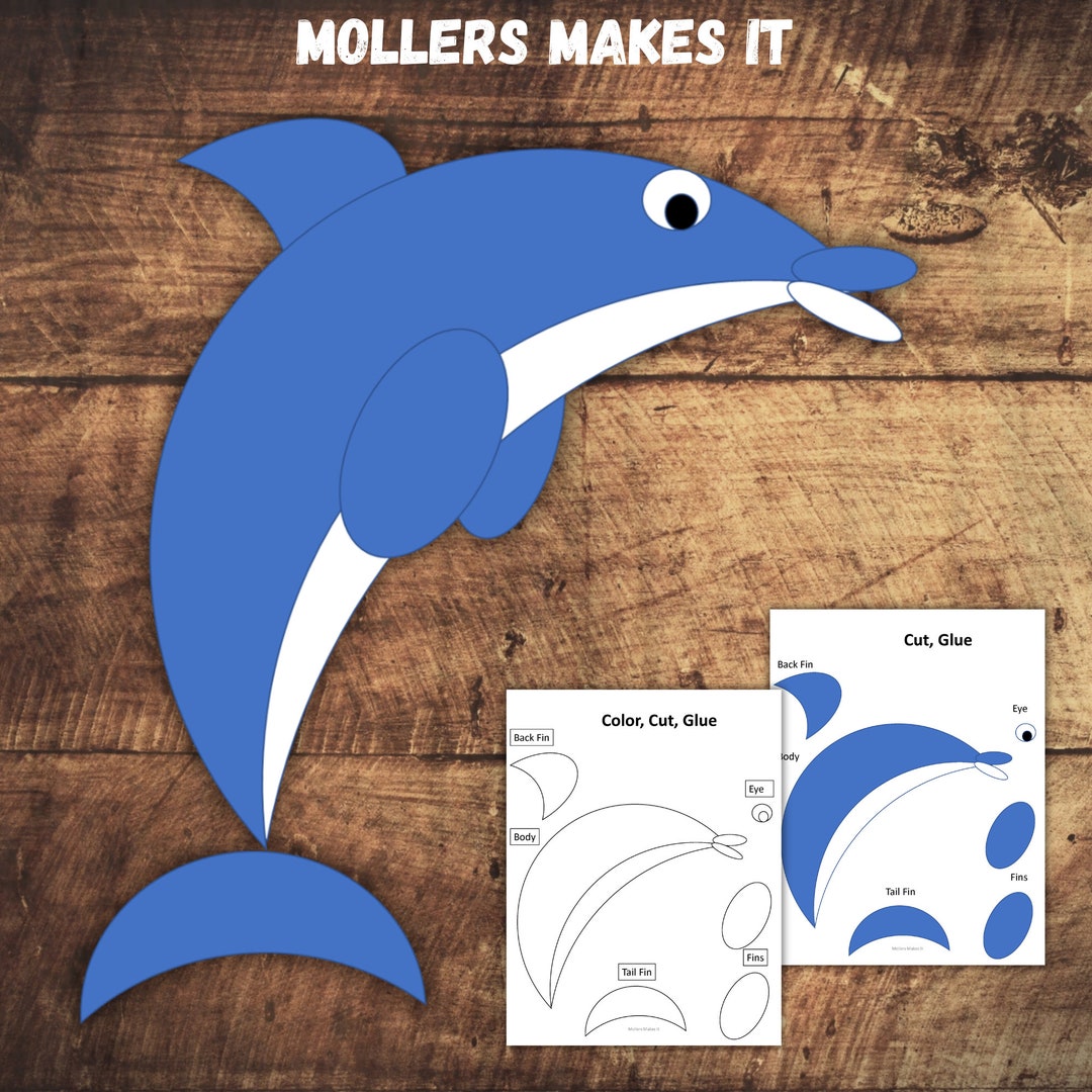 Dolphin Paper Craft Template for Preschool Kindergarten - Etsy