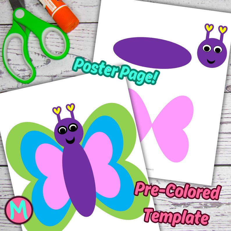 Butterfly Craft Template for Preschool, Simple Toddler Cut and Glue ...