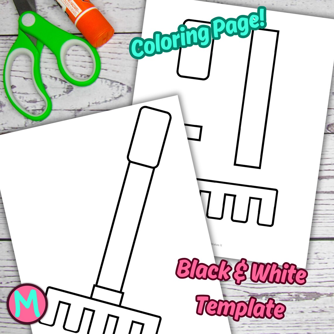 Rake Craft Template: Cut and Glue Activity (PDF) - Etsy