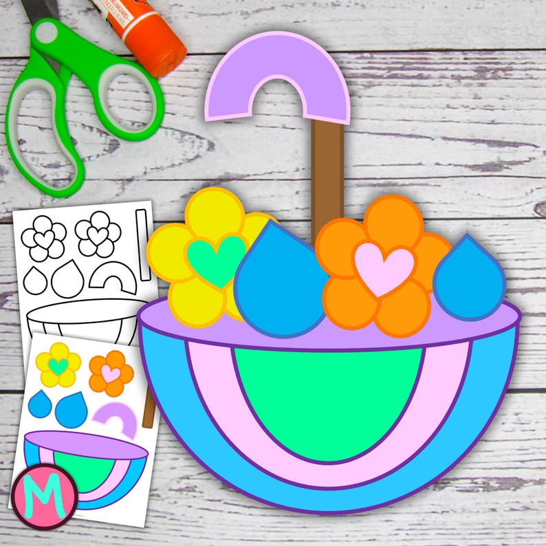 Spring Umbrella Craft Template: Printable Kids Activity (PDF Download ...