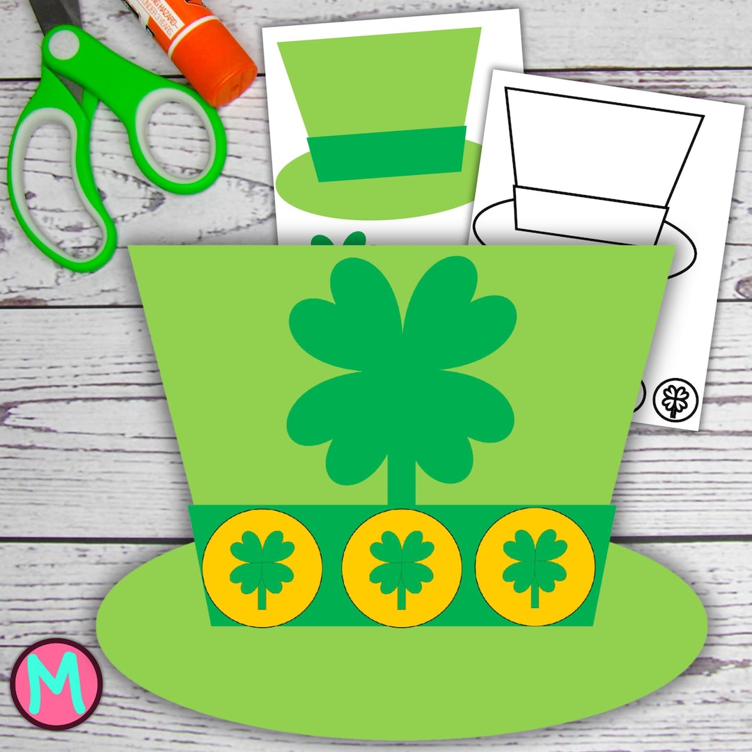 Clover and Gold Coin Hat Craft Template for Kids, Simple Toddler Craft ...