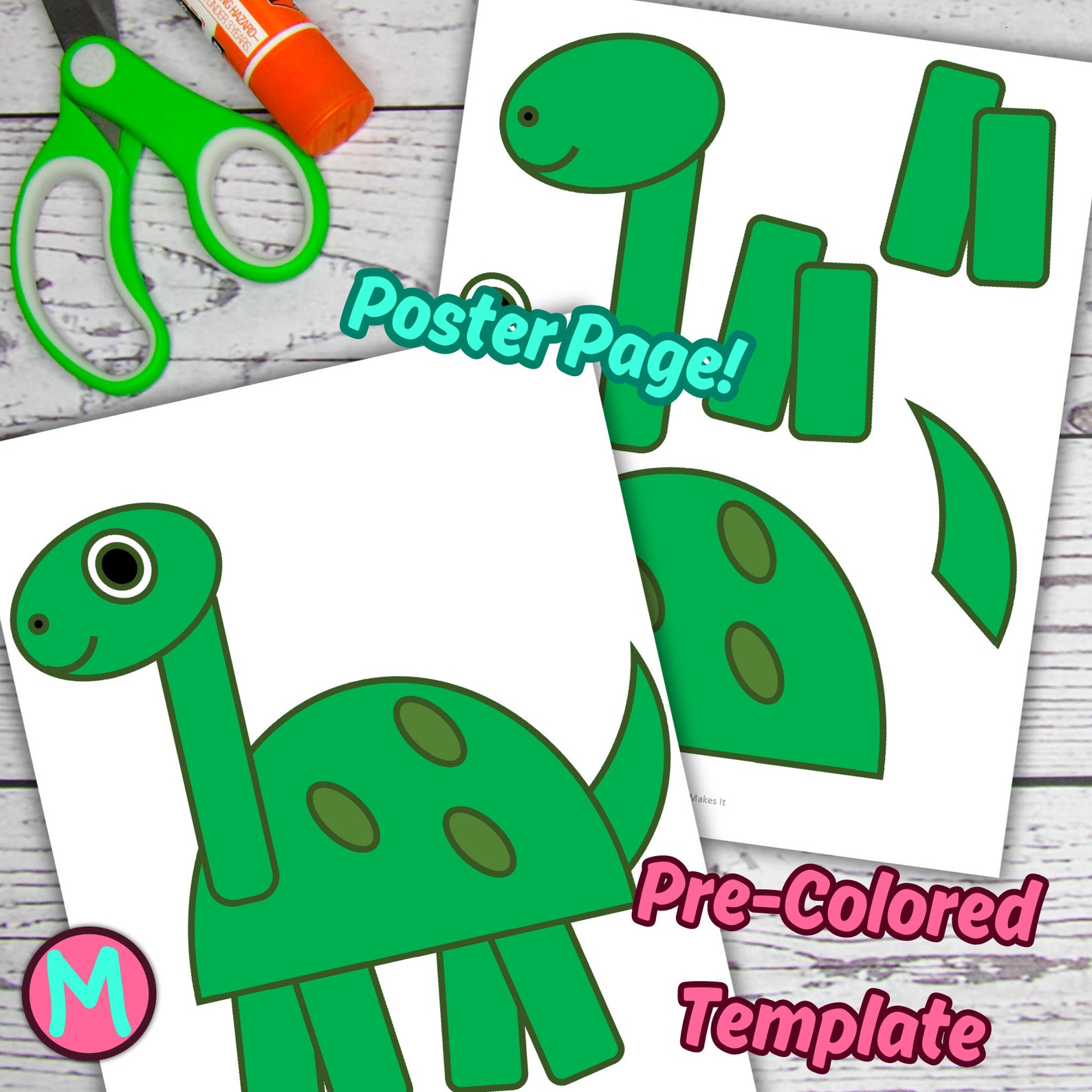 Brontosaurus Dinosaur Craft Template for Kids in Preschool, Build a ...