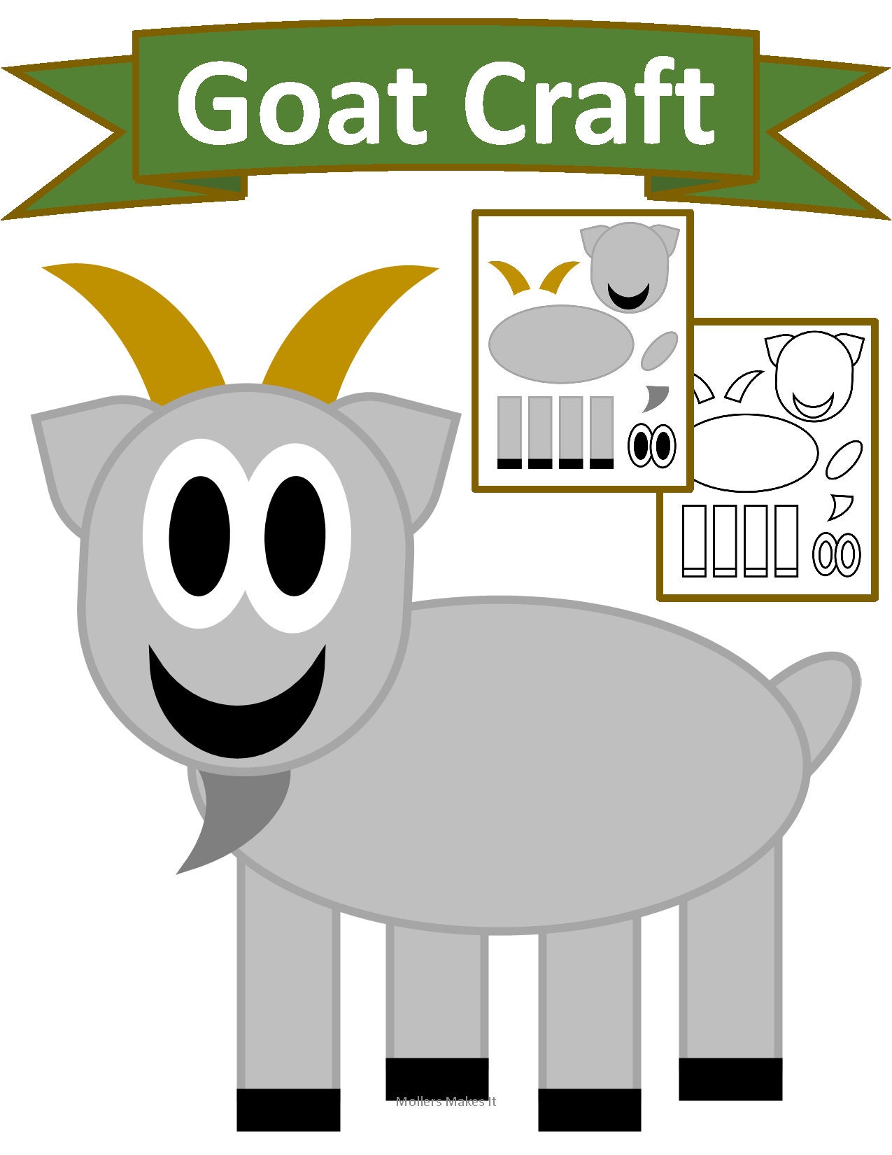 Goat Craft Template, Cut and Paste Craft for Kids, Preschool Activity ...