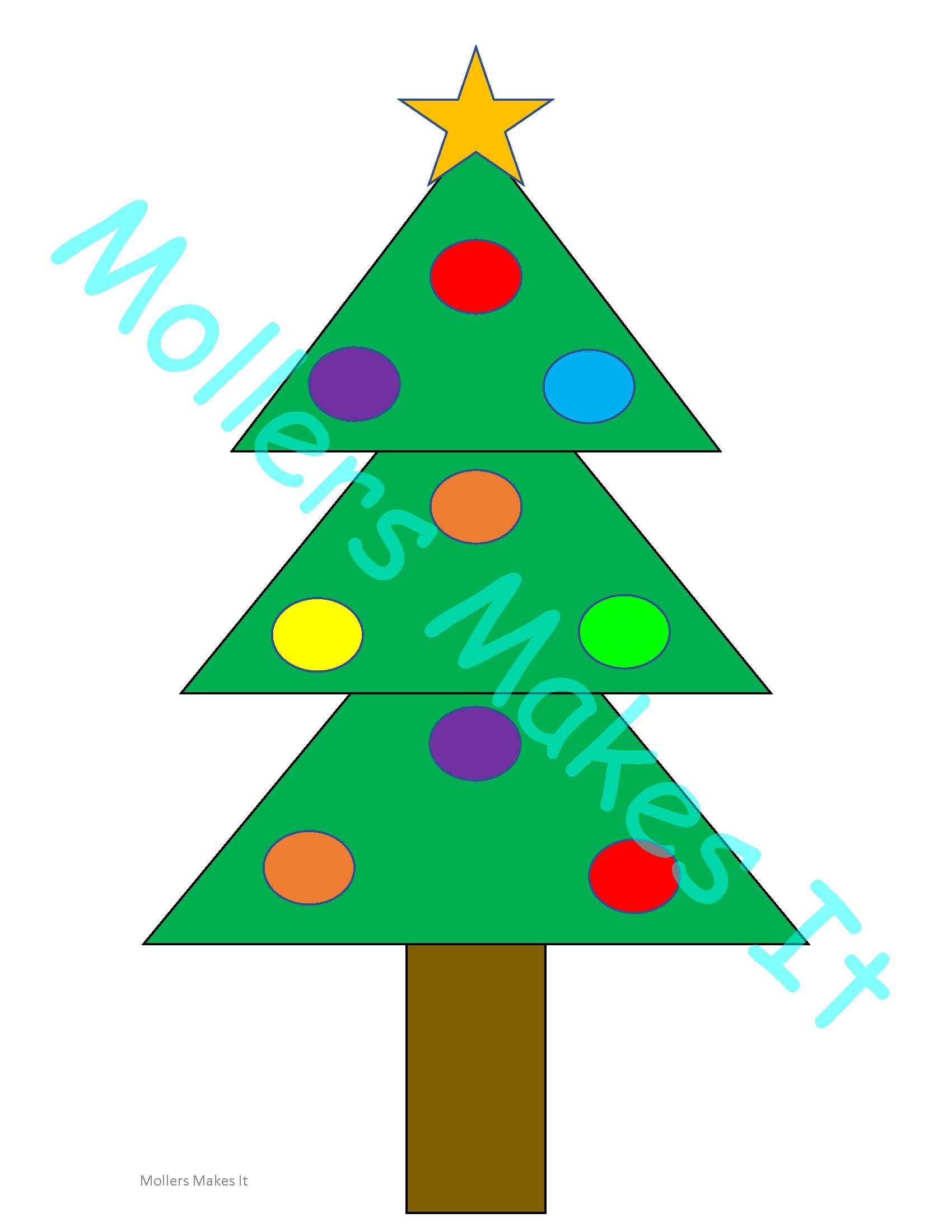 Simple Christmas Tree Craft Template for Kids Toddler, Preschool ...