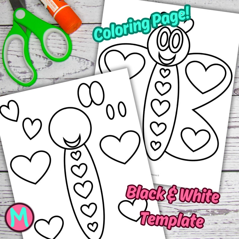 Valentine Butterfly Craft Template for Preschool Cut and Glue Valentine ...