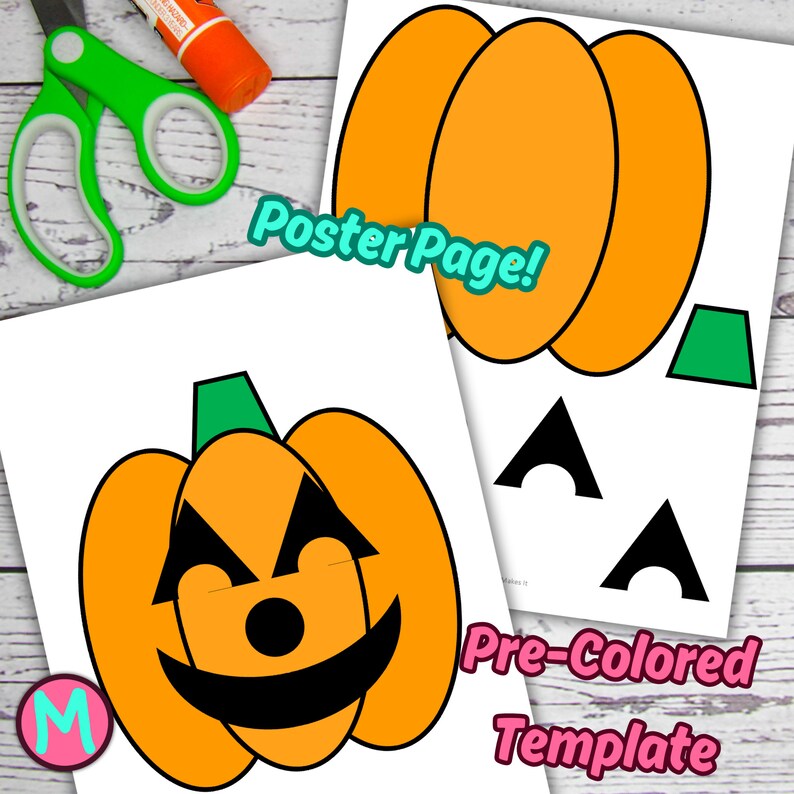 Jack-o-lantern Craft Template for Kids, Preschool, Kindergarten ...