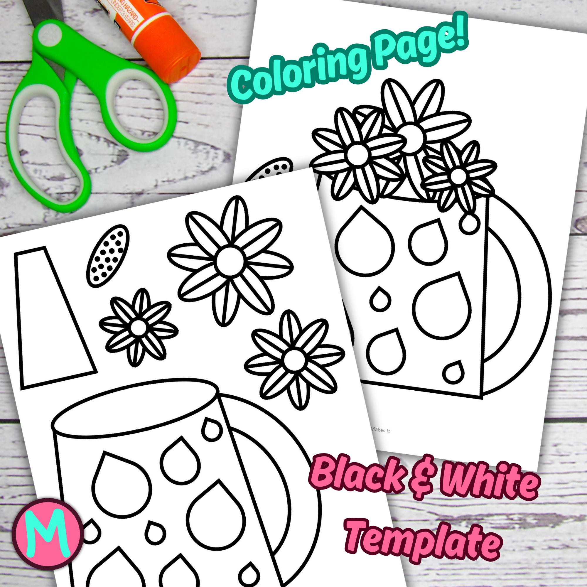 Flower Watering Can Craft Template: Spring Cut and Glue Activity (PDF ...