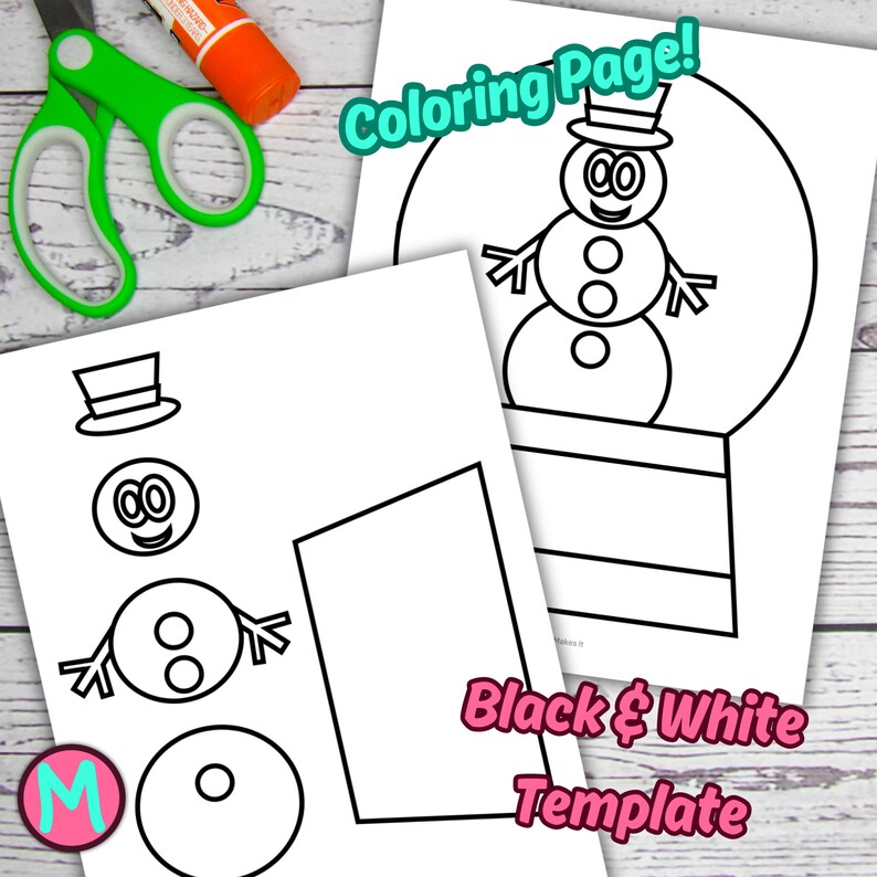 Snowman Snow Globe Craft Template: Winter Cut & Glue Activity (PDF) - Etsy