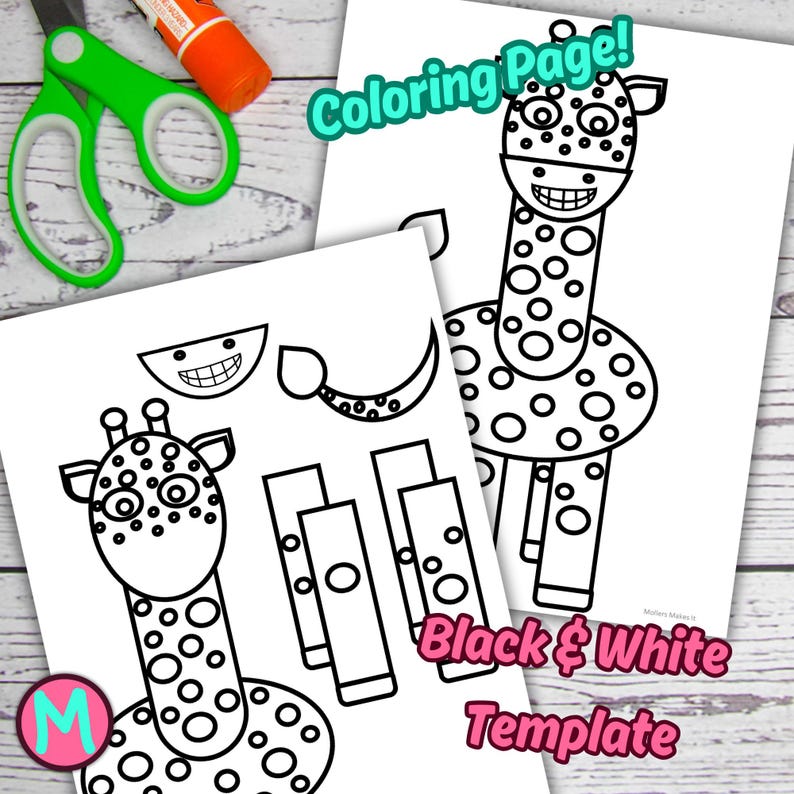 Giraffe Craft Template for Kids in Preschool, Kindergarten, Elementary ...
