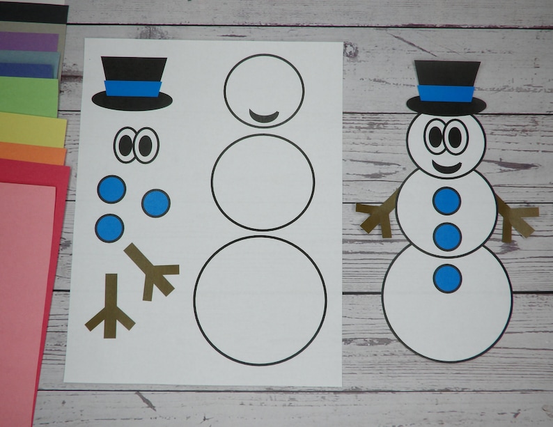 Snowman Craft Template: Cut and Glue Paper Craft for Kids (PDF) - Etsy