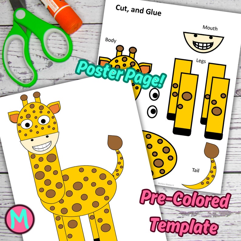 Gallant Giraffe Craft Template for Kids in Preschool, Kindergarten ...