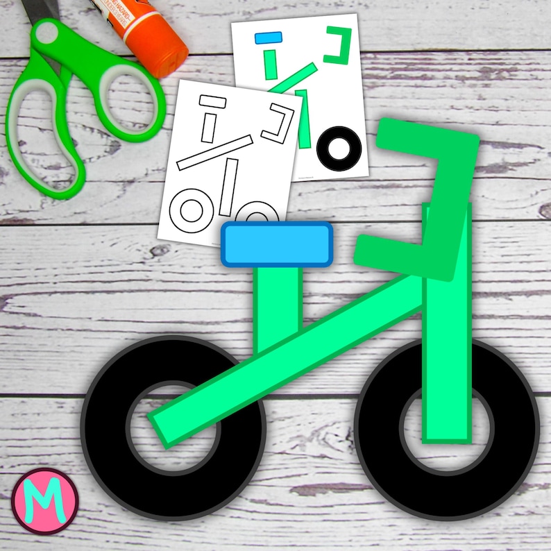 Green Bike Craft Template|printable Cut and Glue Paper Craft for Kids ...