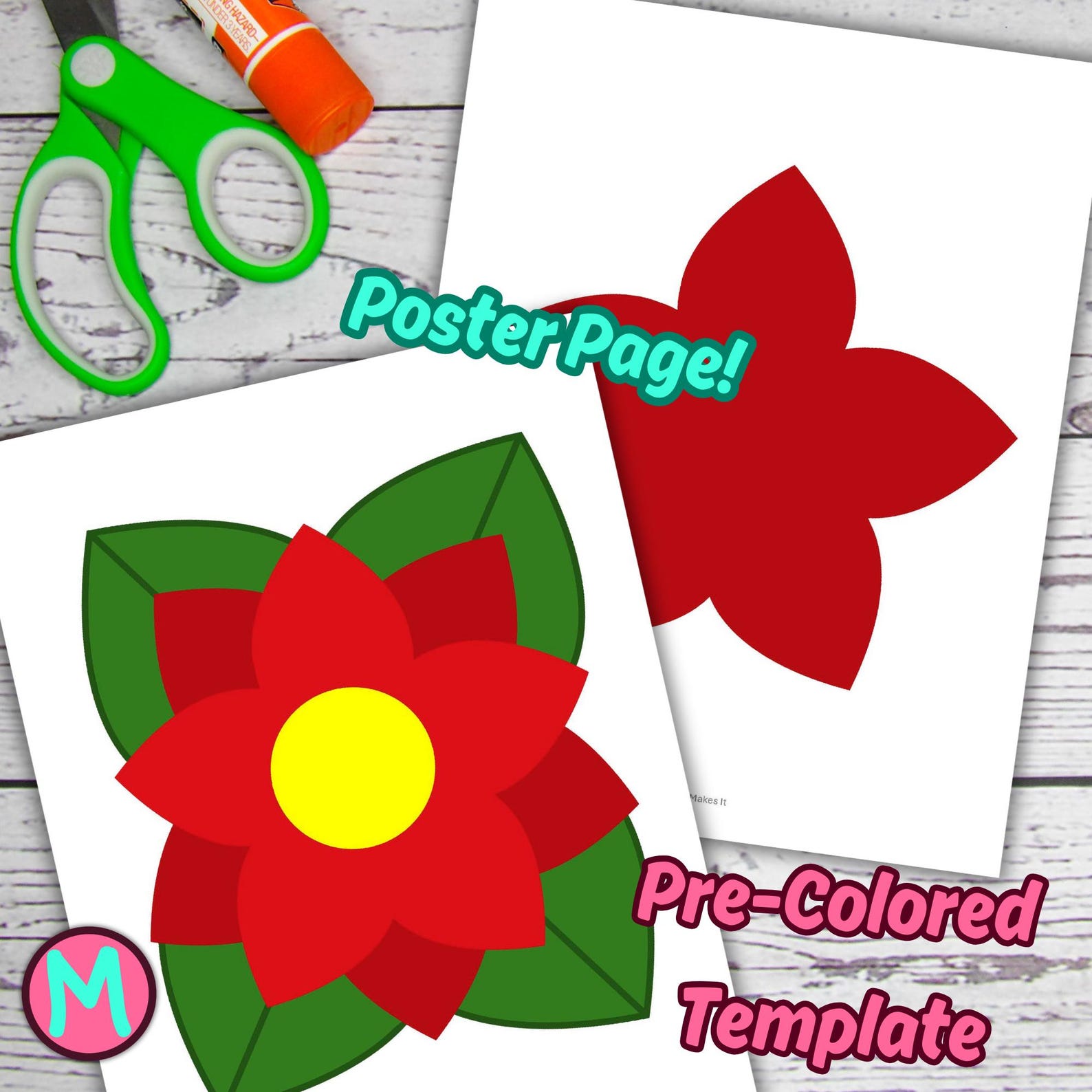 Poinsettia Paper Craft Template: Christmas Flower Cut & Glue Activity ...