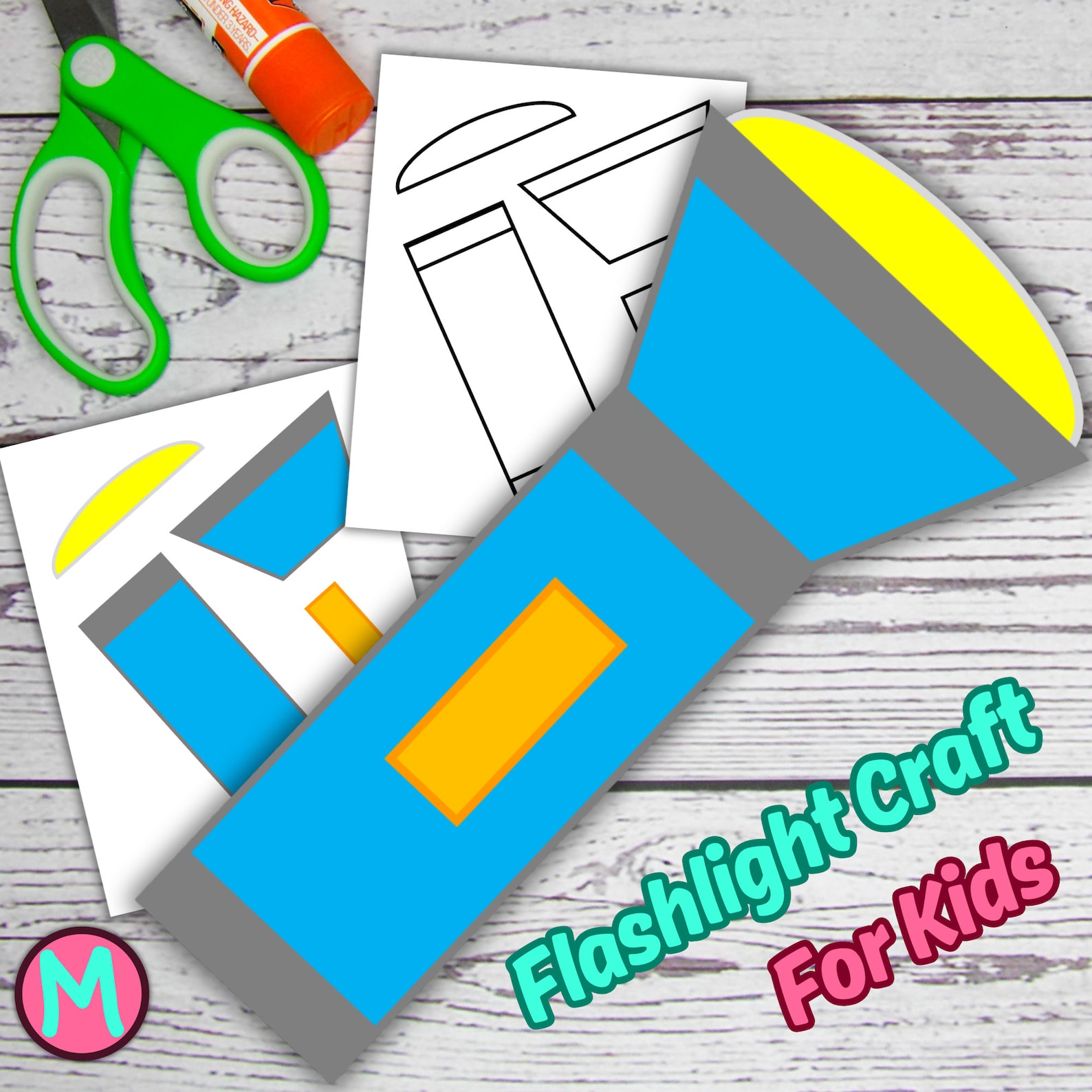 Flashlight Craft Template: Kids Printable Activity (PDF Download) - Etsy