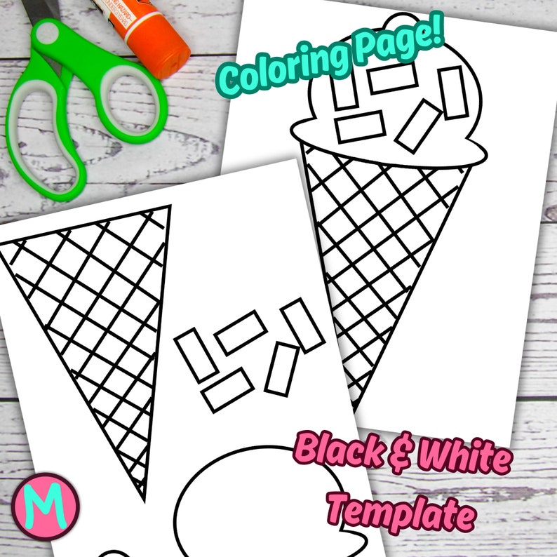 Ice Cream Craft Template for Kids, Preschool, Kindergarten, Elementary ...