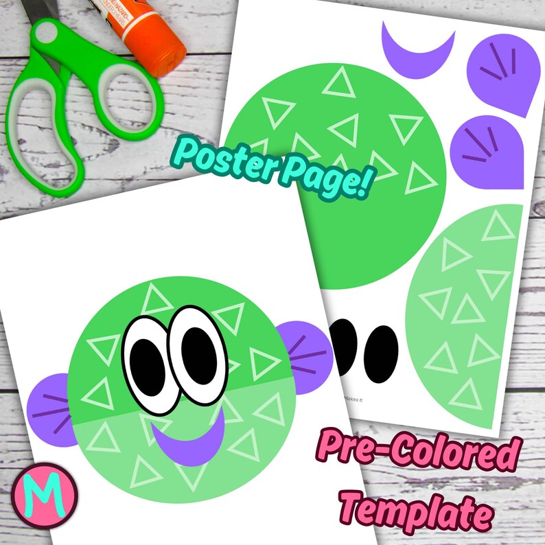 Pufferfish Craft Template: Cut & Glue Paper Craft (PDF) - Etsy