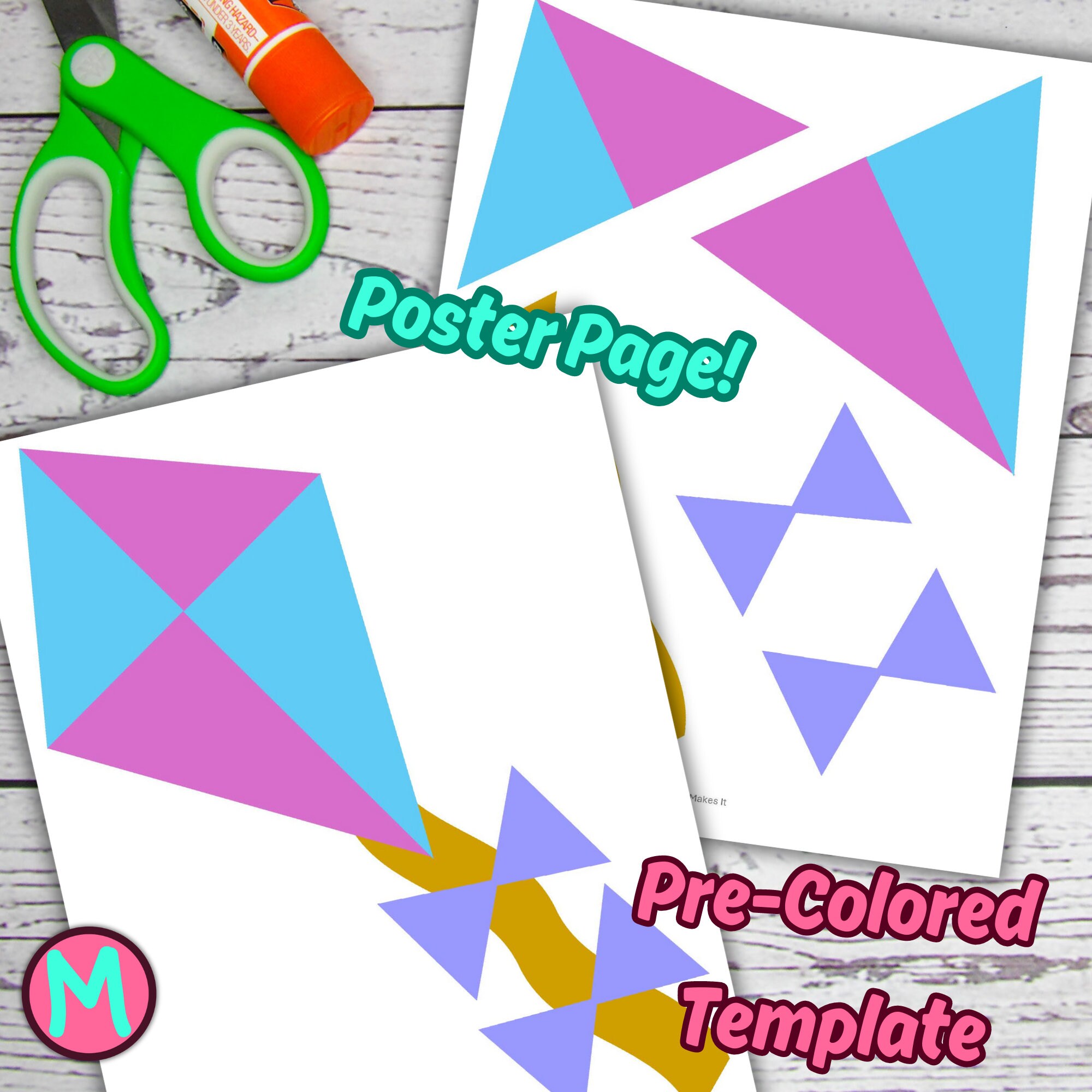 Kite Craft Template, Cut and Glue Craft for Kids, Simple Toddler Craft ...