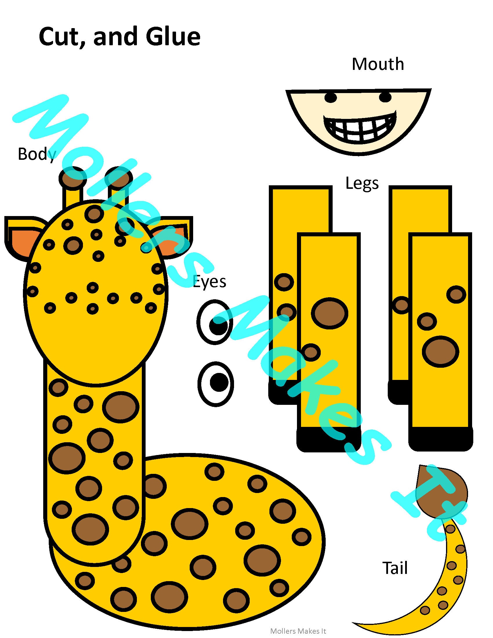 Gallant Giraffe Craft Template for Kids in Preschool, Kindergarten ...