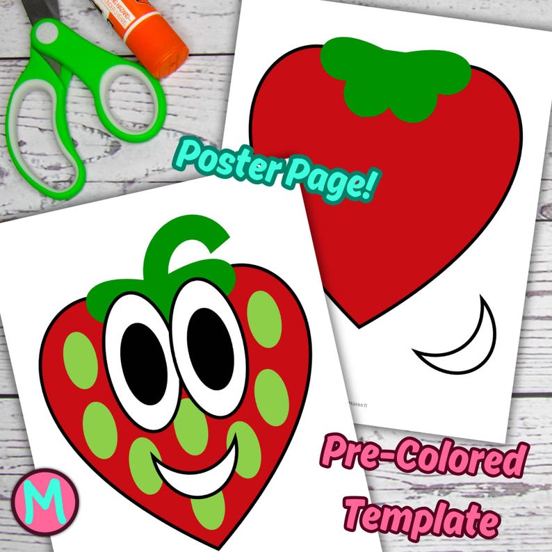 Strawberry Craft Template: Printable Fruit Cut & Glue Paper Craft for ...