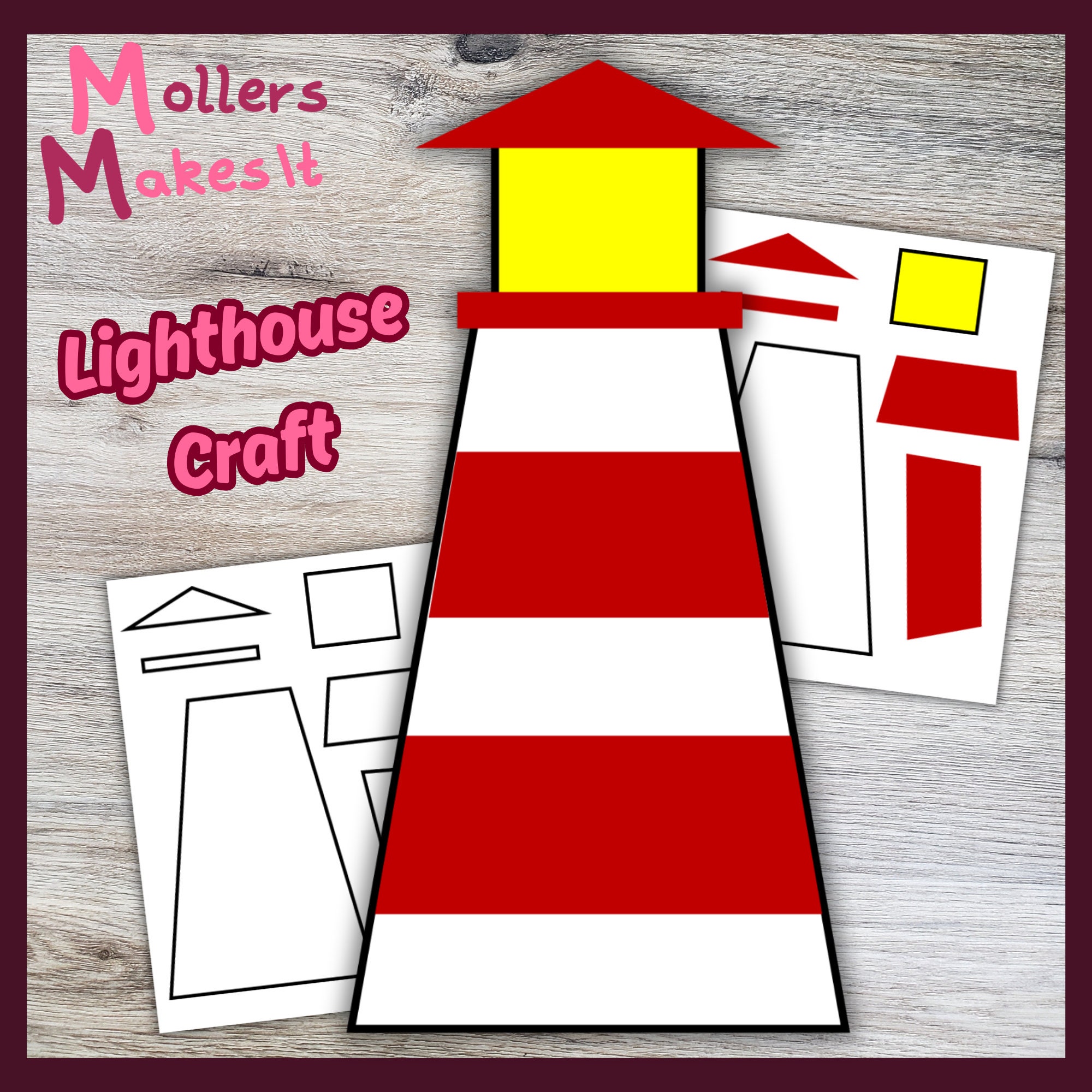 Lighthouse Craft Template for Kids, Pattern for Preschool, Kindergarten, Elementary or ...