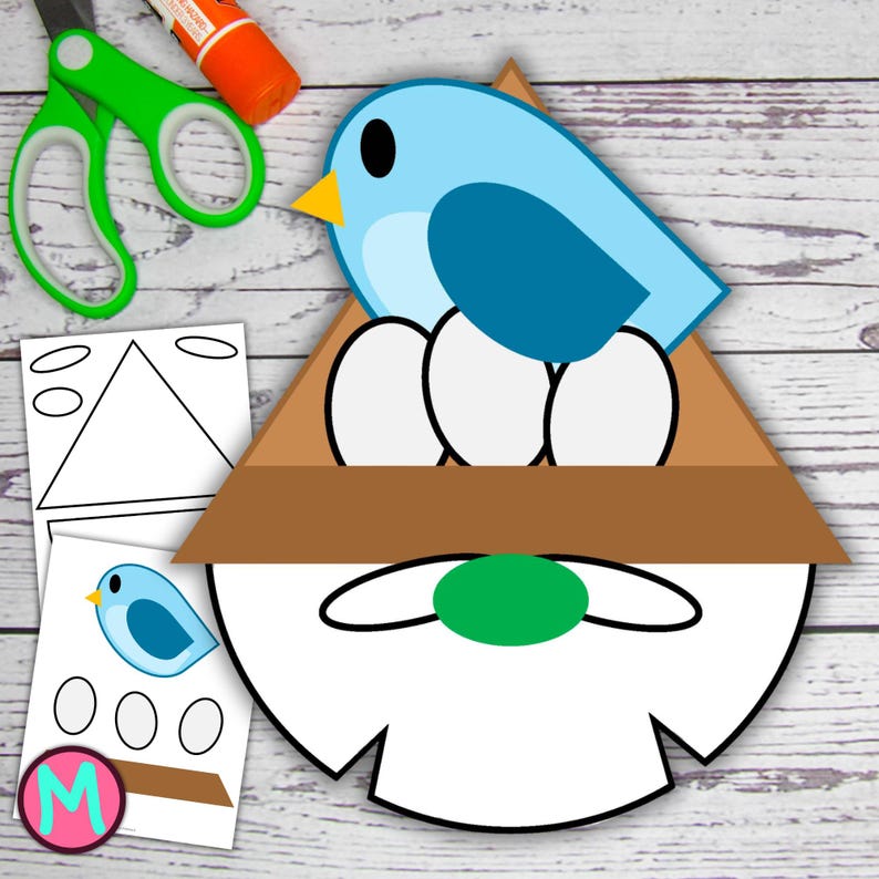 Bird Nest Gnome Craft Template, Spring Cut and Glue (PDF Pattern) - Etsy